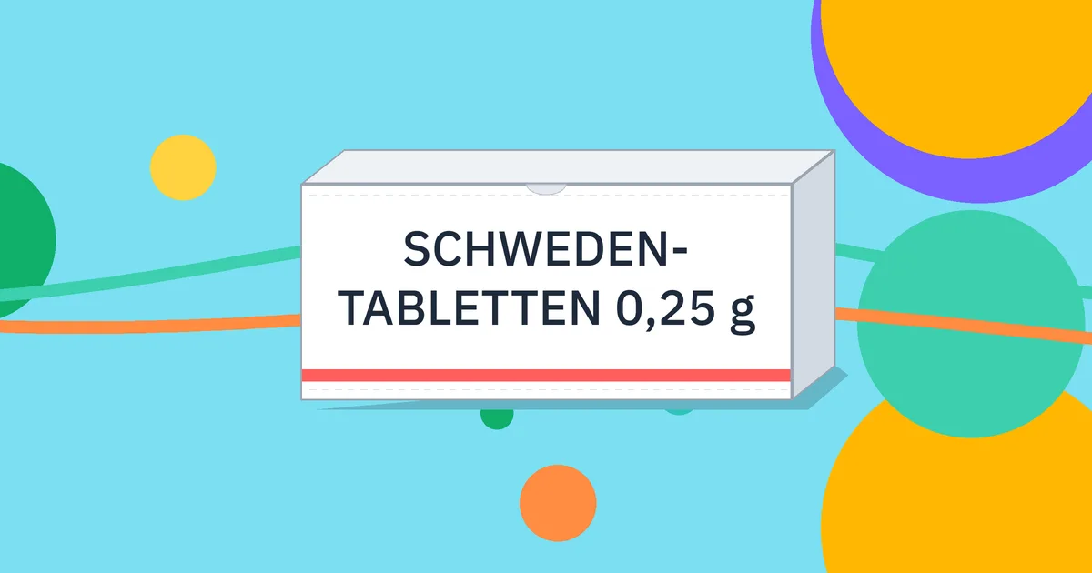 Symbolbild: Packung mit der Aufschrift SCHWEDEN-TABLETTEN 0,25 g (PZN 06199480) – Verfügbarkeit und Bezug in Apotheken in Frankfurt am Main
