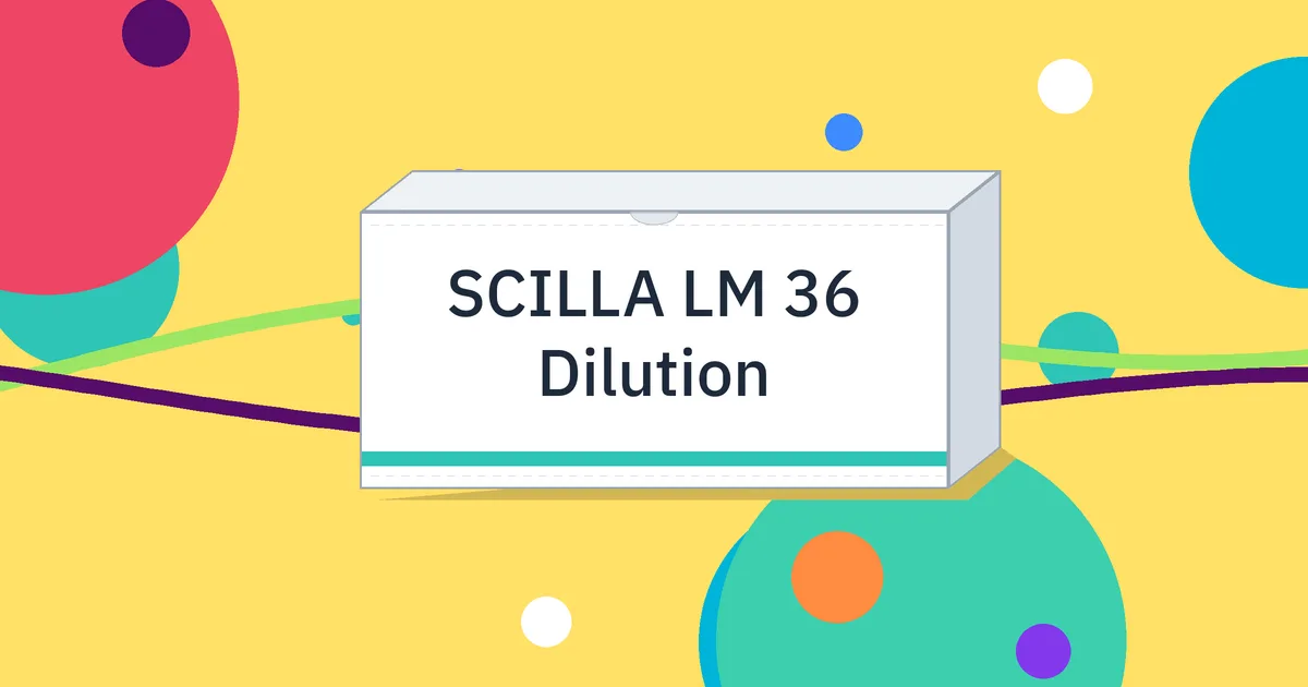 Symbolbild: Packung mit der Aufschrift SCILLA LM 36 Dilution (PZN 13184214) – Verfügbarkeit und Bezug in Apotheken in Frankfurt am Main