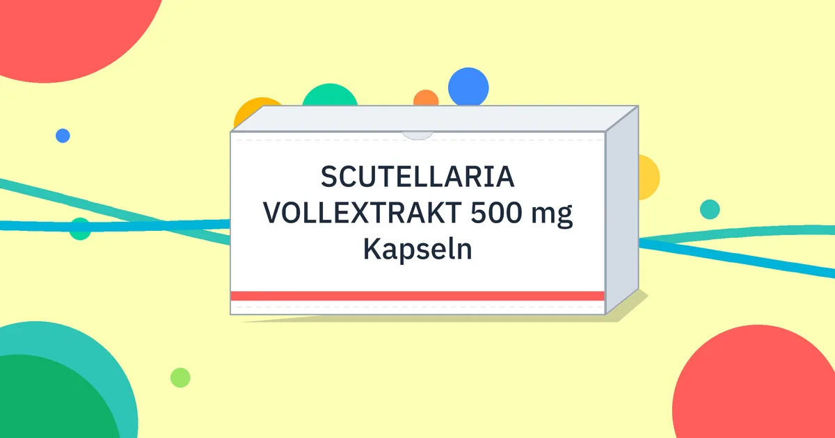 Symbolbild: Packung mit der Aufschrift SCUTELLARIA VOLLEXTRAKT 500 mg Kapseln (PZN 13059041) – Verfügbarkeit und Bezug in Apotheken in Frankfurt am Main