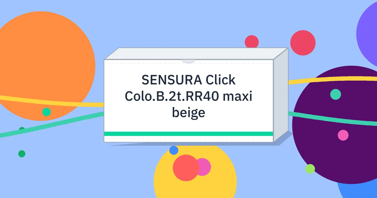 Symbolbild: Packung mit der Aufschrift SENSURA Click Colo.B.2t.RR40 maxi beige (PZN 03044794) – Verfügbarkeit und Bezug in Apotheken in Frankfurt am Main