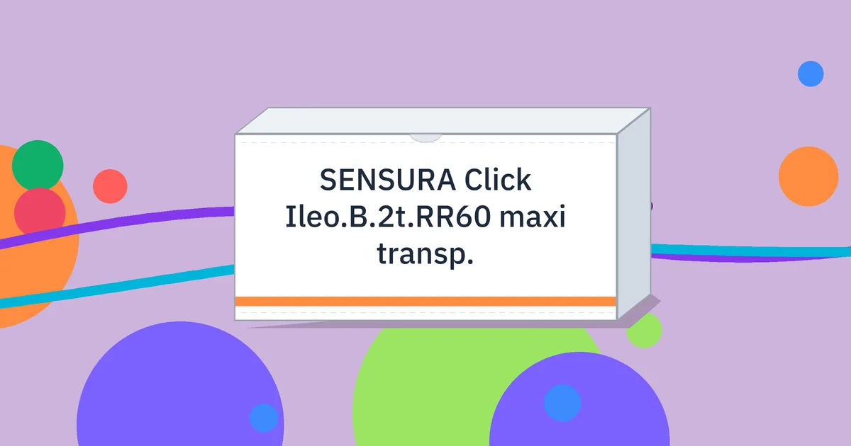 Symbolbild: Packung mit der Aufschrift SENSURA Click Ileo.B.2t.RR60 maxi transp. (PZN 03109022) – Verfügbarkeit und Bezug in Apotheken in Frankfurt am Main
