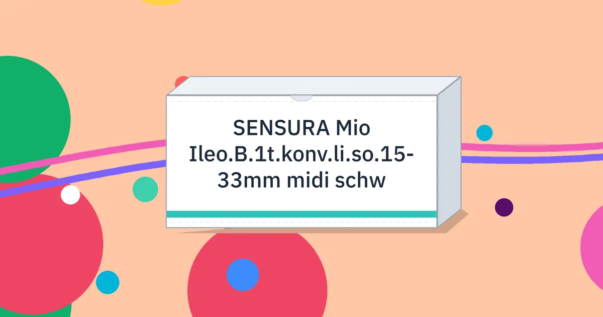Symbolbild: Packung mit der Aufschrift SENSURA Mio Ileo.B.1t.konv.li.so.15-33mm midi schw (PZN 19273350) – Verfügbarkeit und Bezug in Apotheken in Frankfurt am Main