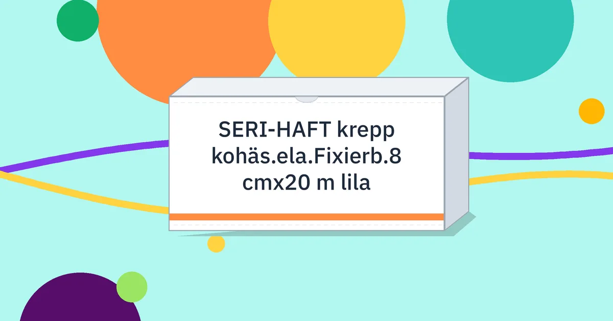 Symbolbild: Packung mit der Aufschrift SERI-HAFT krepp kohäs.ela.Fixierb.8 cmx20 m lila (PZN 20943442) – Verfügbarkeit und Bezug in Apotheken in Frankfurt am Main
