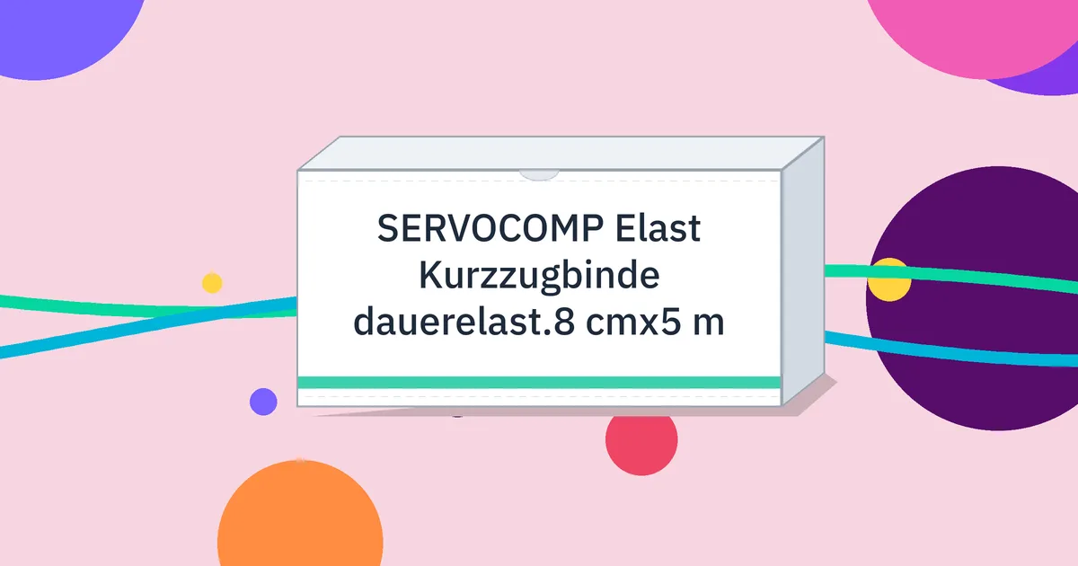 Symbolbild: Packung mit der Aufschrift SERVOCOMP Elast Kurzzugbinde dauerelast.8 cmx5 m (PZN 16734796) – Verfügbarkeit und Bezug in Apotheken in Frankfurt am Main