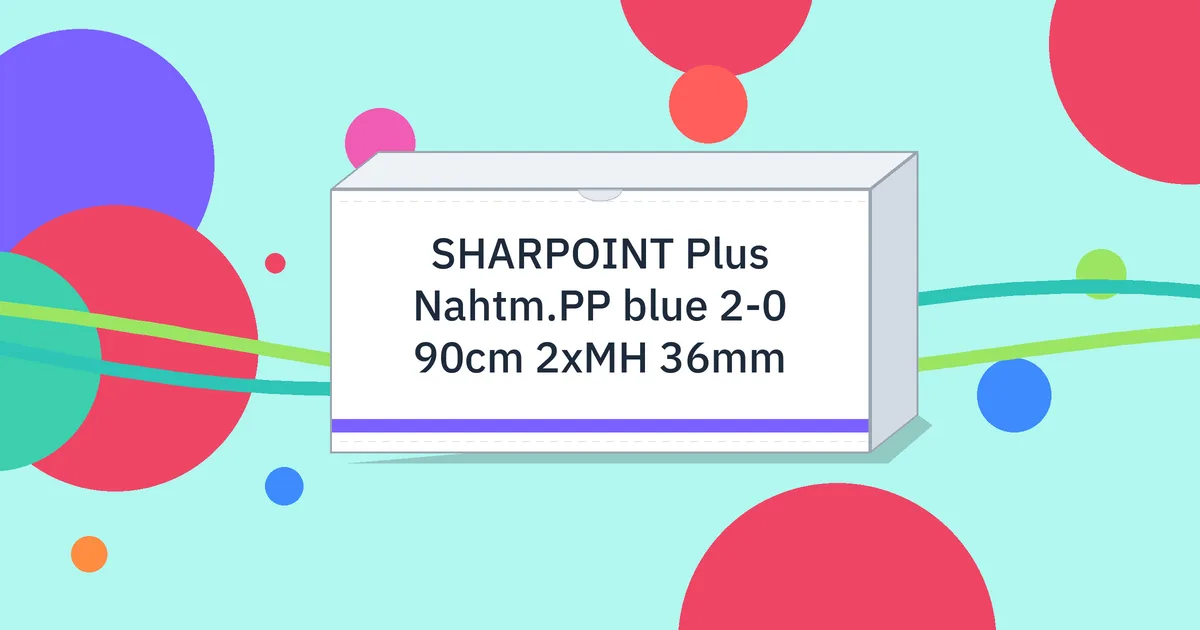 Symbolbild: Packung mit der Aufschrift SHARPOINT Plus Nahtm.PP blue 2-0 90cm 2xMH 36mm (PZN 17986198) – Verfügbarkeit und Bezug in Apotheken in Frankfurt am Main