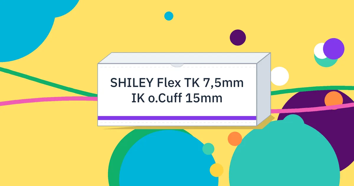 Symbolbild: Packung mit der Aufschrift SHILEY Flex TK 7,5mm IK o.Cuff 15mm (PZN 12533167) – Verfügbarkeit und Bezug in Apotheken in Frankfurt am Main