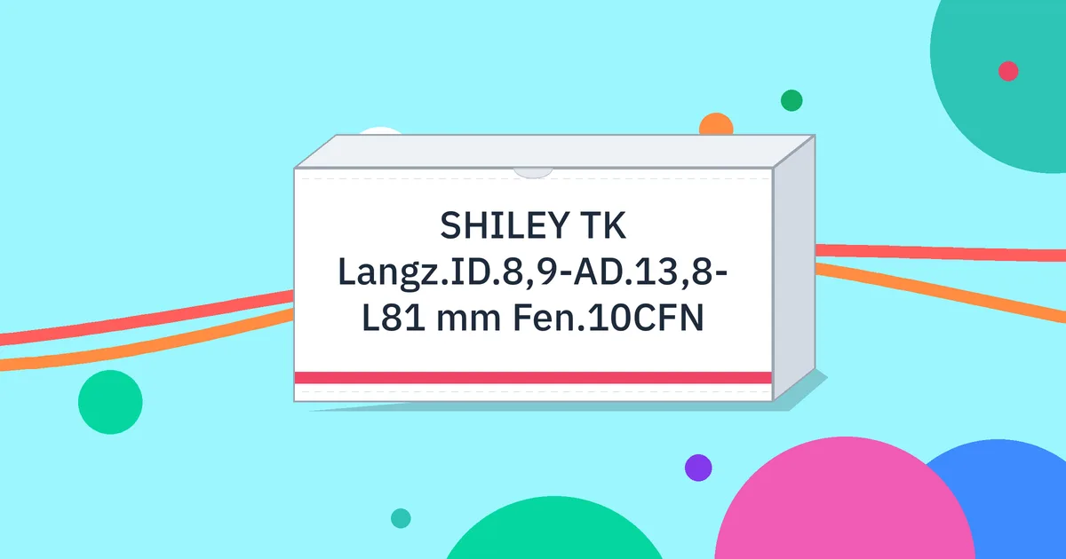 Symbolbild: Packung mit der Aufschrift SHILEY TK Langz.ID.8,9-AD.13,8-L81 mm Fen.10CFN (PZN 03380500) – Verfügbarkeit und Bezug in Apotheken in Frankfurt am Main