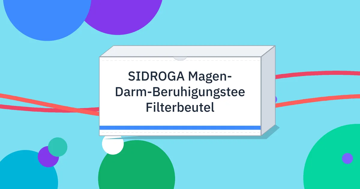 Symbolbild: Packung mit der Aufschrift SIDROGA Magen-Darm-Beruhigungstee Filterbeutel (PZN 10109301) – Verfügbarkeit und Bezug in Apotheken in Frankfurt am Main