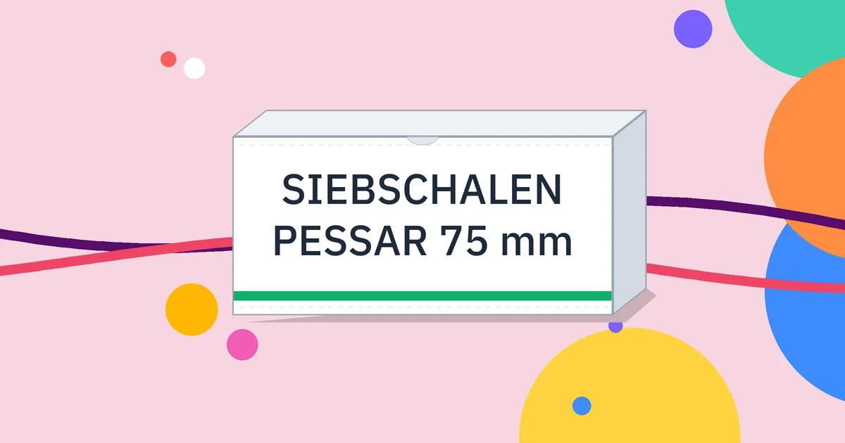 Symbolbild: Packung mit der Aufschrift SIEBSCHALEN PESSAR 75 mm (PZN 07279436) – Verfügbarkeit und Bezug in Apotheken in Frankfurt am Main