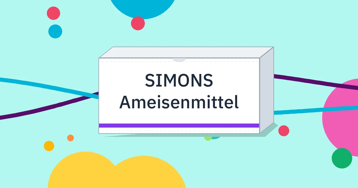 Symbolbild: Packung mit der Aufschrift SIMONS Ameisenmittel (PZN 06877365) – Verfügbarkeit und Bezug in Apotheken in Frankfurt am Main