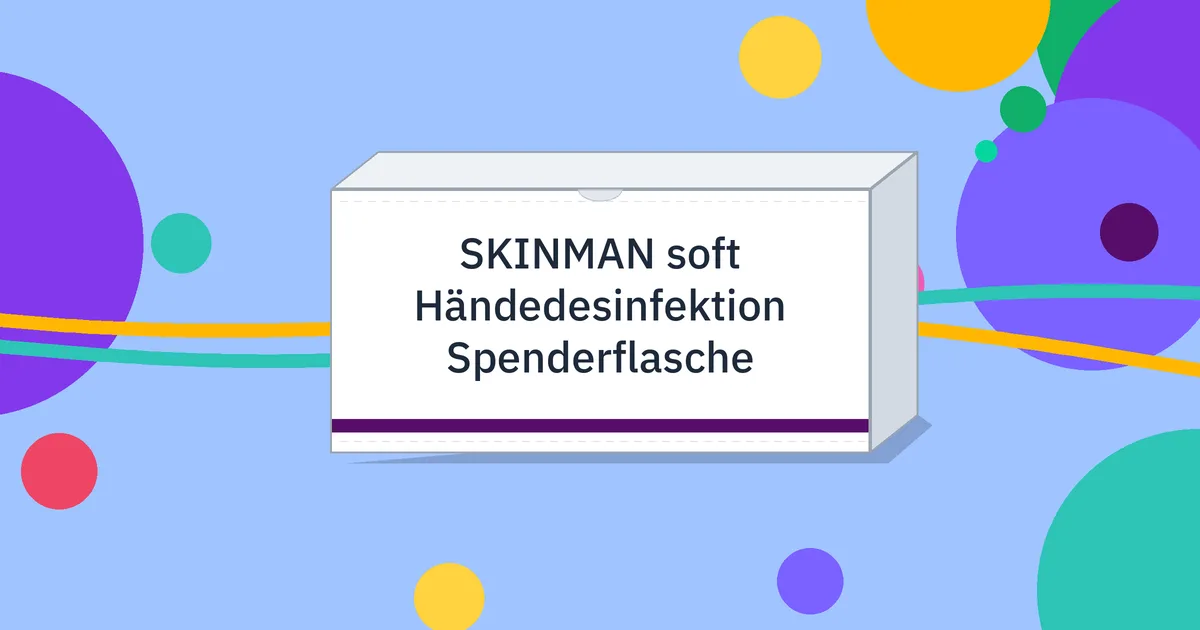 Symbolbild: Packung mit der Aufschrift SKINMAN soft Händedesinfektion Spenderflasche (PZN 07356119) – Verfügbarkeit und Bezug in Apotheken in Frankfurt am Main