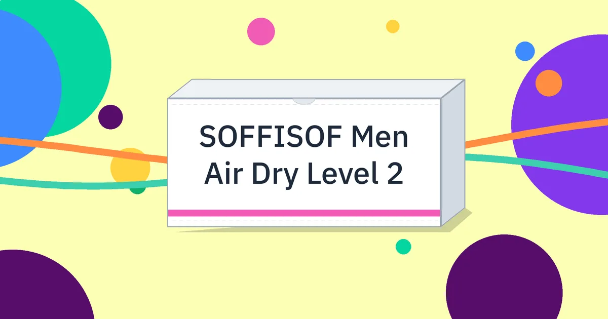 Symbolbild: Packung mit der Aufschrift SOFFISOF Men Air Dry Level 2 (PZN 18198497) – Verfügbarkeit und Bezug in Apotheken in Frankfurt am Main