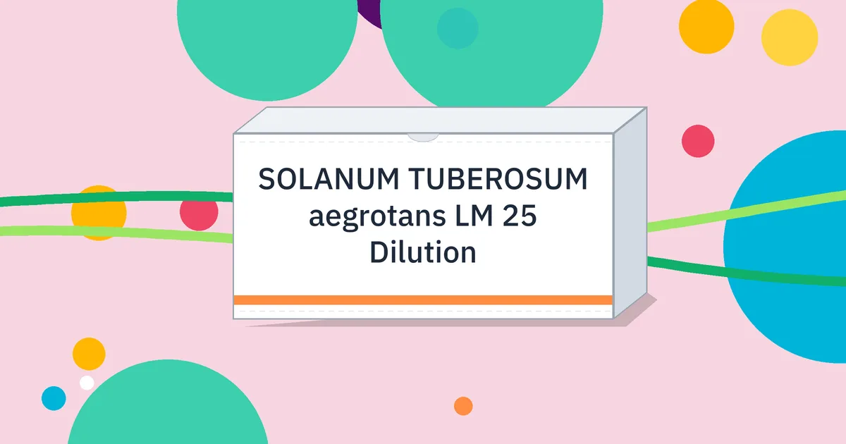 Symbolbild: Packung mit der Aufschrift SOLANUM TUBEROSUM aegrotans LM 25 Dilution (PZN 13193963) – Verfügbarkeit und Bezug in Apotheken in Frankfurt am Main