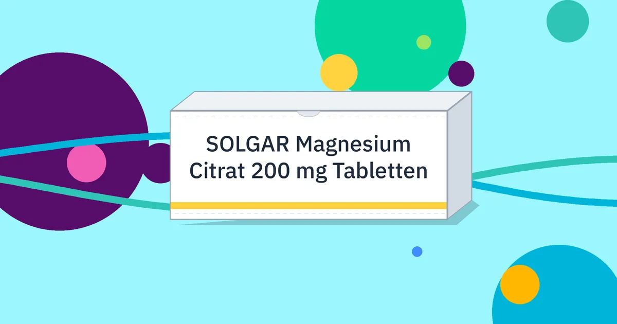 Symbolbild: Packung mit der Aufschrift SOLGAR Magnesium Citrat 200 mg Tabletten (PZN 18814588) – Verfügbarkeit und Bezug in Apotheken in Frankfurt am Main