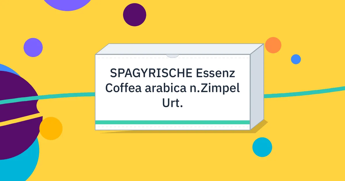 Symbolbild: Packung mit der Aufschrift SPAGYRISCHE Essenz Coffea arabica n.Zimpel Urt. (PZN 09771236) – Verfügbarkeit und Bezug in Apotheken in Frankfurt am Main