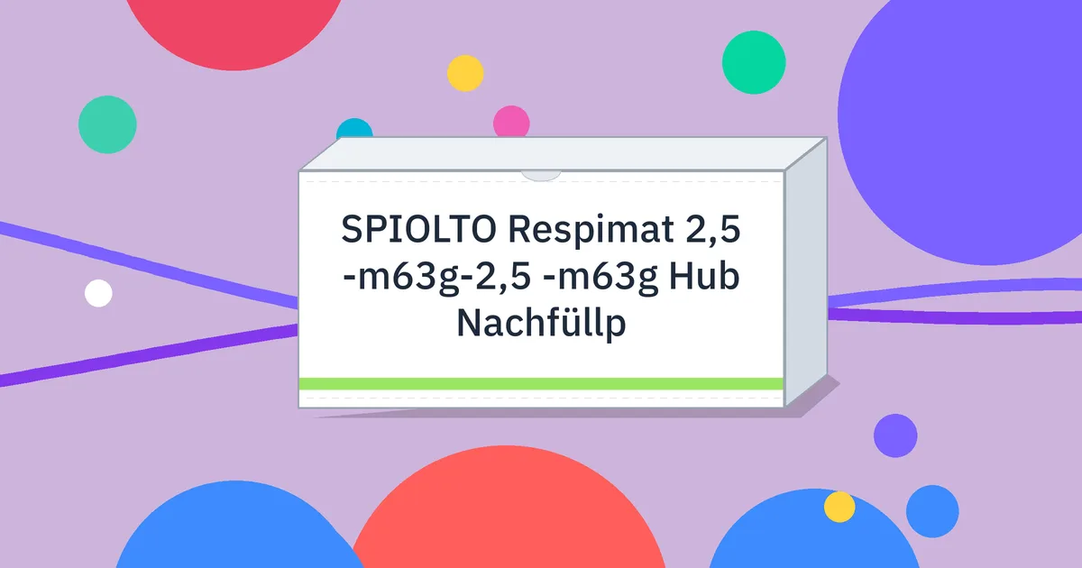 Symbolbild: Packung mit der Aufschrift SPIOLTO Respimat 2,5 -m63g-2,5 -m63g Hub Nachfüllp (PZN 16855666) – Verfügbarkeit und Bezug in Apotheken in Frankfurt am Main