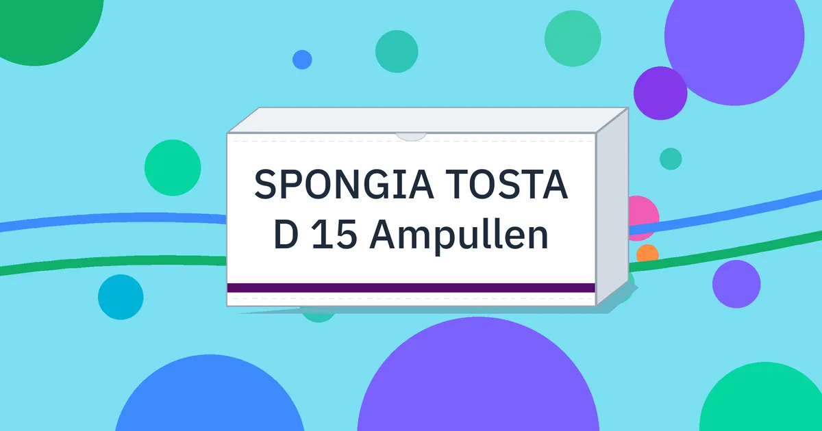 Symbolbild: Packung mit der Aufschrift SPONGIA TOSTA D 15 Ampullen (PZN 03658007) – Verfügbarkeit und Bezug in Apotheken in Frankfurt am Main