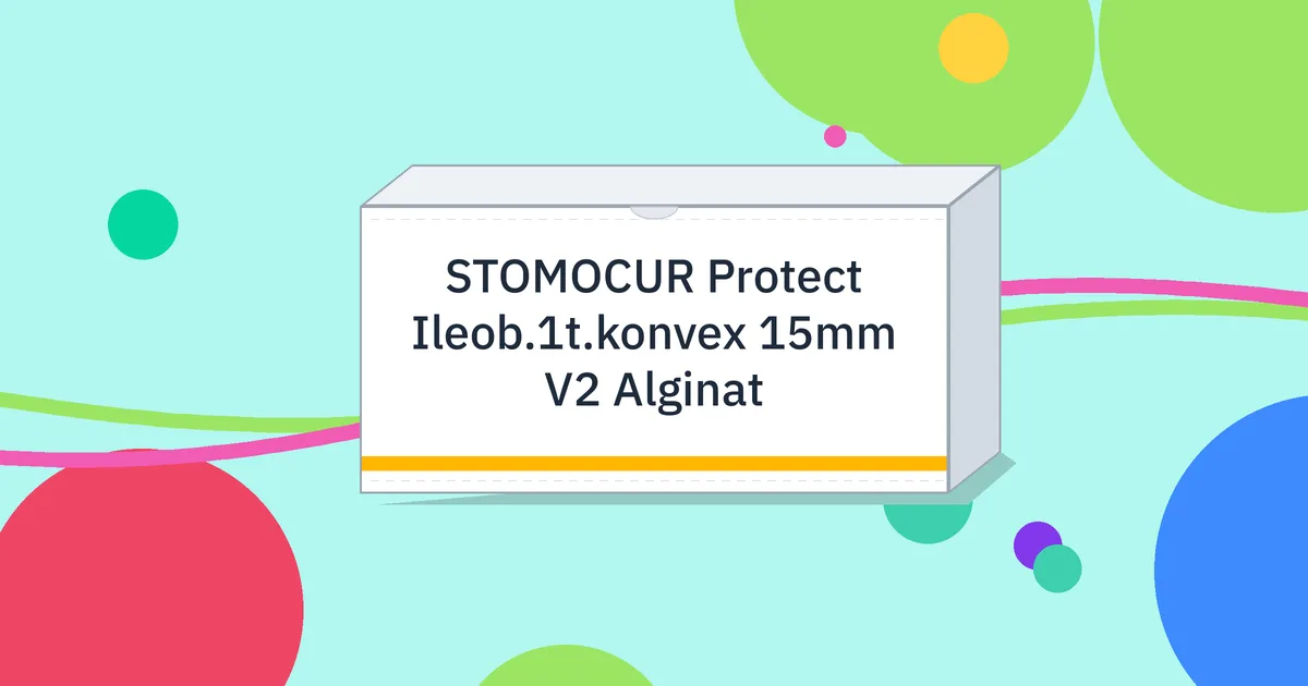 Symbolbild: Packung mit der Aufschrift STOMOCUR Protect Ileob.1t.konvex 15mm V2 Alginat (PZN 18192508) – Verfügbarkeit und Bezug in Apotheken in Frankfurt am Main