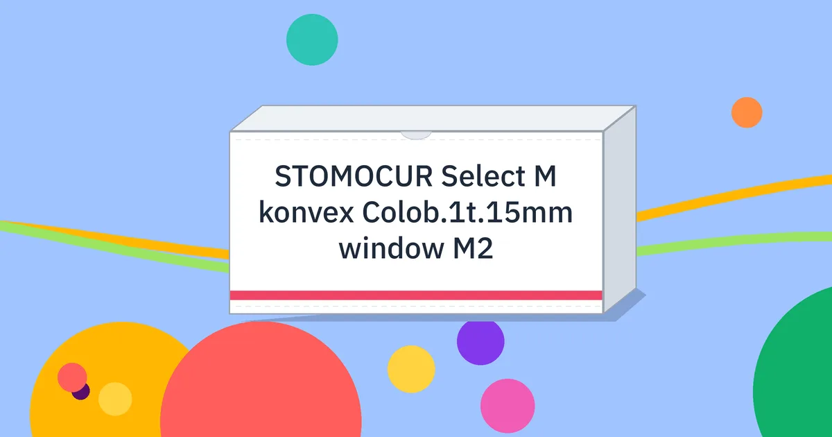 Symbolbild: Packung mit der Aufschrift STOMOCUR Select M konvex Colob.1t.15mm window M2 (PZN 18198600) – Verfügbarkeit und Bezug in Apotheken in Frankfurt am Main