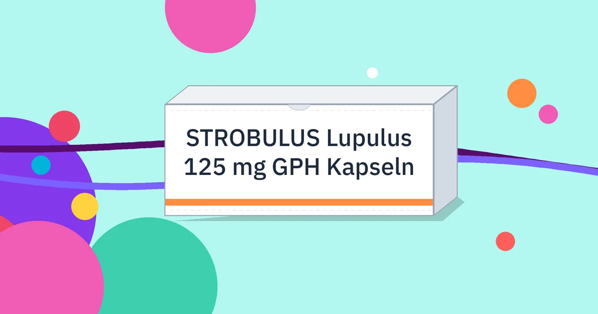 Symbolbild: Packung mit der Aufschrift STROBULUS Lupulus 125 mg GPH Kapseln (PZN 09645566) – Verfügbarkeit und Bezug in Apotheken in Frankfurt am Main