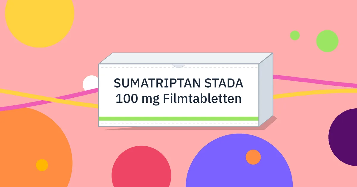 Symbolbild: Packung mit der Aufschrift SUMATRIPTAN STADA 100 mg Filmtabletten (PZN 04874606) – Verfügbarkeit und Bezug in Apotheken in Frankfurt am Main