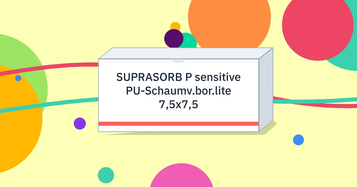 Symbolbild: Packung mit der Aufschrift SUPRASORB P sensitive PU-Schaumv.bor.lite 7,5x7,5 (PZN 20398482) – Verfügbarkeit und Bezug in Apotheken in Frankfurt am Main