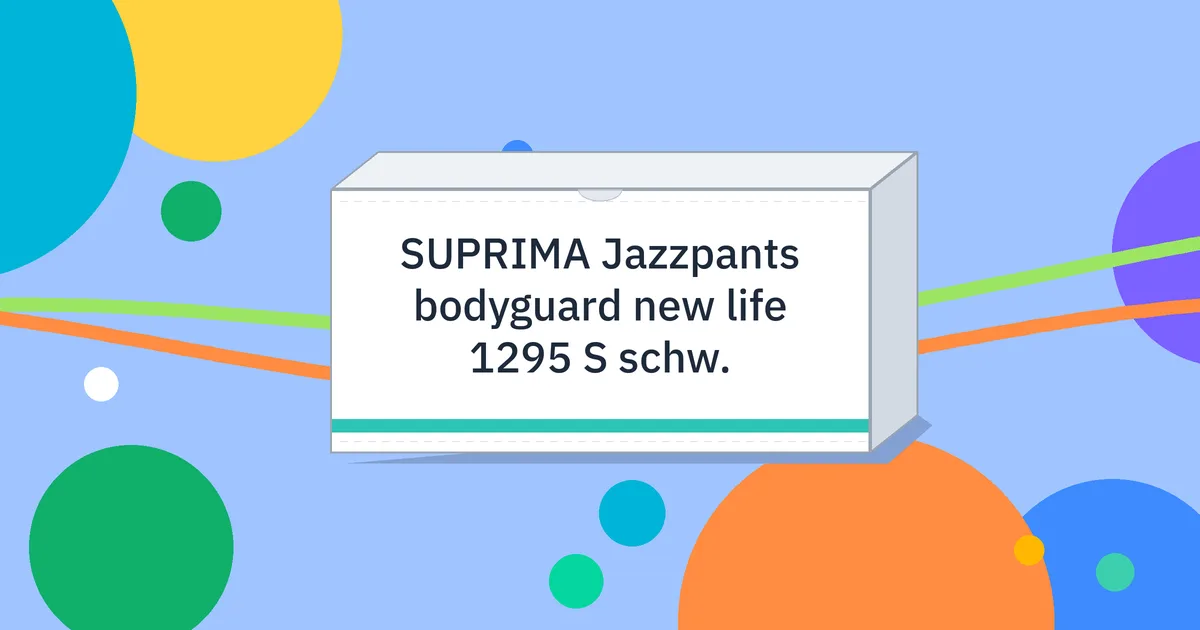 Symbolbild: Packung mit der Aufschrift SUPRIMA Jazzpants bodyguard new life 1295 S schw. (PZN 18401231) – Verfügbarkeit und Bezug in Apotheken in Frankfurt am Main