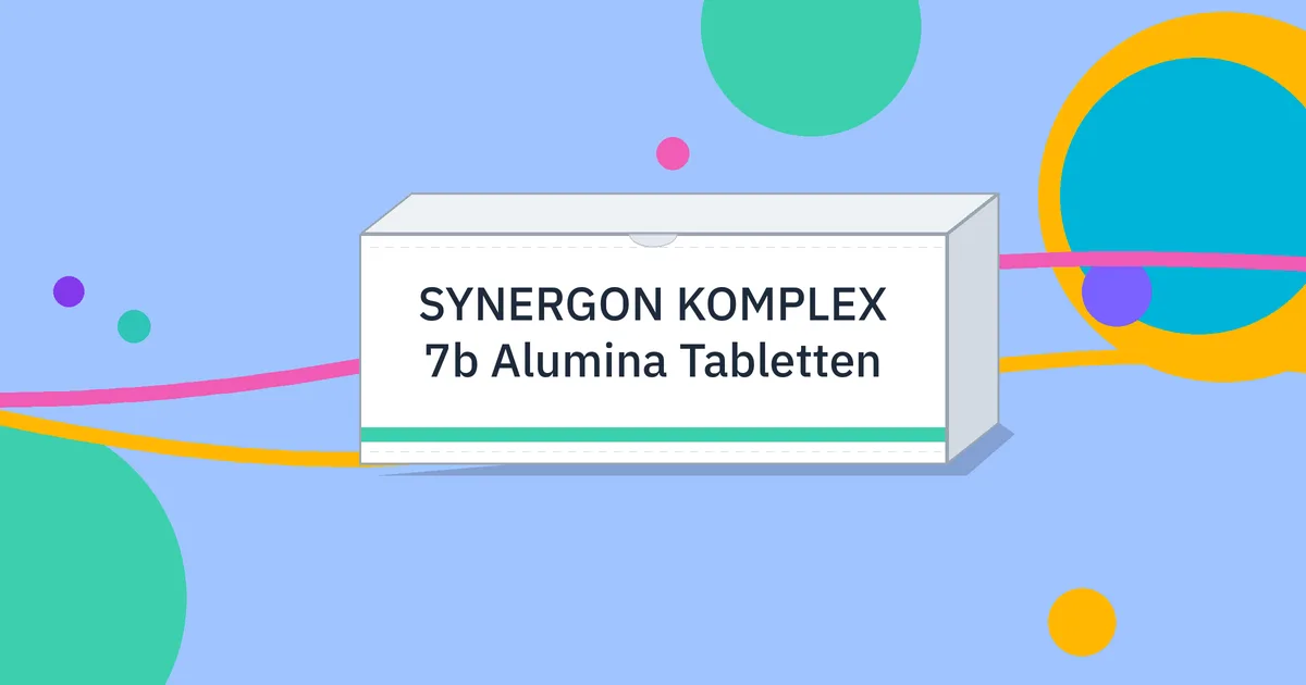 Symbolbild: Packung mit der Aufschrift SYNERGON KOMPLEX 7b Alumina Tabletten (PZN 04905181) – Verfügbarkeit und Bezug in Apotheken in Frankfurt am Main