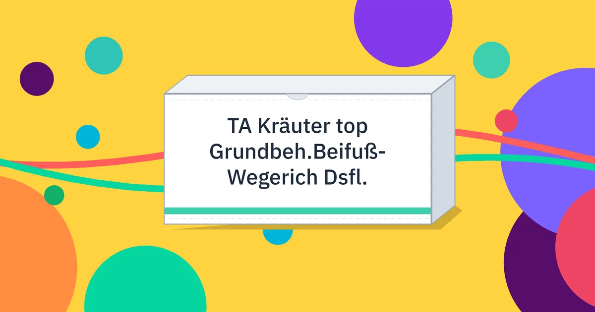 Symbolbild: Packung mit der Aufschrift TA Kräuter top Grundbeh.Beifuß-Wegerich Dsfl. (PZN 05460060) – Verfügbarkeit und Bezug in Apotheken in Frankfurt am Main