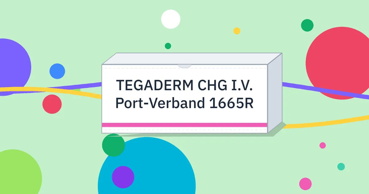 Symbolbild: Packung mit der Aufschrift TEGADERM CHG I.V. Port-Verband 1665R (PZN 13196826) – Verfügbarkeit und Bezug in Apotheken in Frankfurt am Main