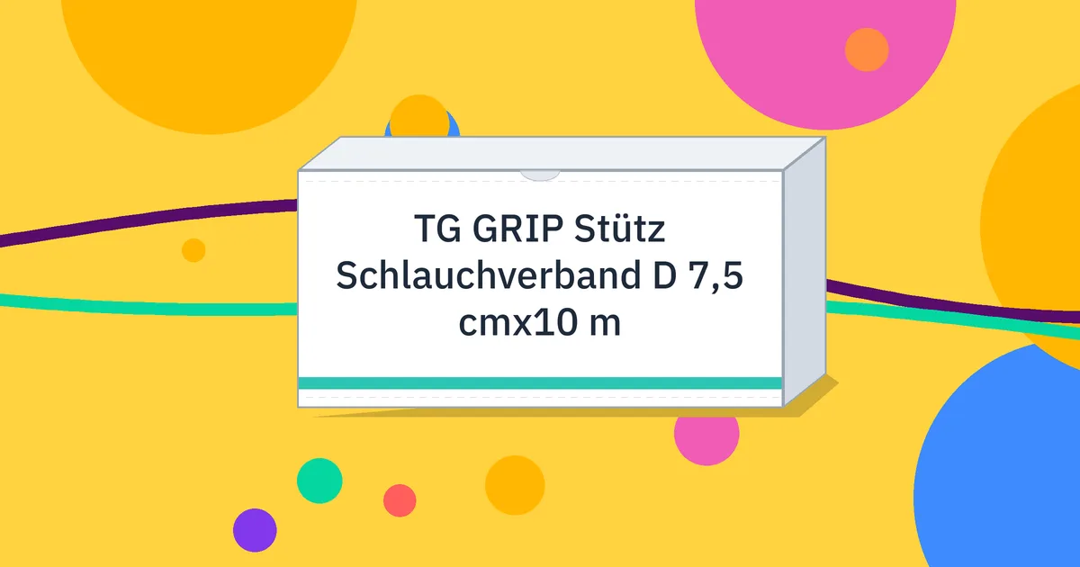 Symbolbild: Packung mit der Aufschrift TG GRIP Stütz Schlauchverband D 7,5 cmx10 m (PZN 15431007) – Verfügbarkeit und Bezug in Apotheken in Frankfurt am Main