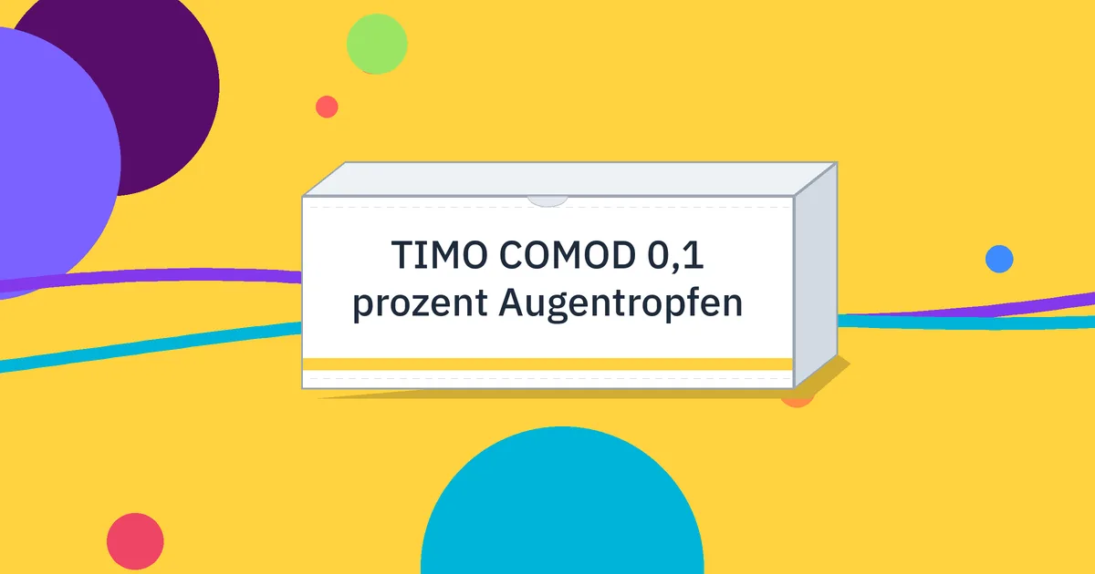 Symbolbild: Packung mit der Aufschrift TIMO COMOD 0,1 prozent Augentropfen (PZN 05460172) – Verfügbarkeit und Bezug in Apotheken in Frankfurt am Main