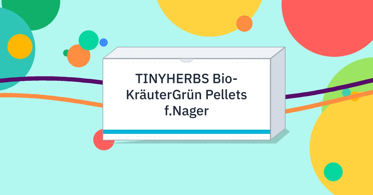 Symbolbild: Packung mit der Aufschrift TINYHERBS Bio-KräuterGrün Pellets f.Nager (PZN 19623867) – Verfügbarkeit und Bezug in Apotheken in Frankfurt am Main