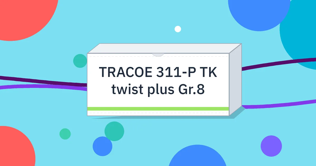 Symbolbild: Packung mit der Aufschrift TRACOE 311-P TK twist plus Gr.8 (PZN 08809971) – Verfügbarkeit und Bezug in Apotheken in Frankfurt am Main