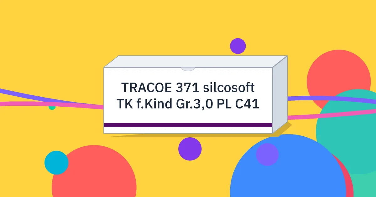 Symbolbild: Packung mit der Aufschrift TRACOE 371 silcosoft TK f.Kind Gr.3,0 PL C41 (PZN 14315078) – Verfügbarkeit und Bezug in Apotheken in Frankfurt am Main