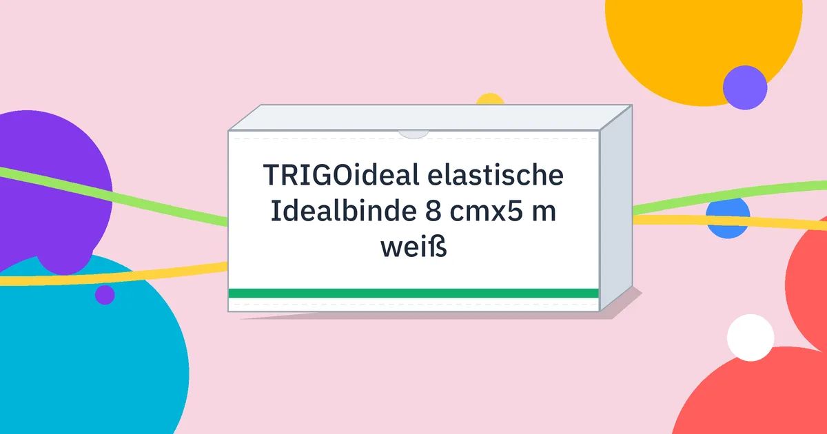Symbolbild: Packung mit der Aufschrift TRIGOideal elastische Idealbinde 8 cmx5 m weiß (PZN 09945297) – Verfügbarkeit und Bezug in Apotheken in Frankfurt am Main