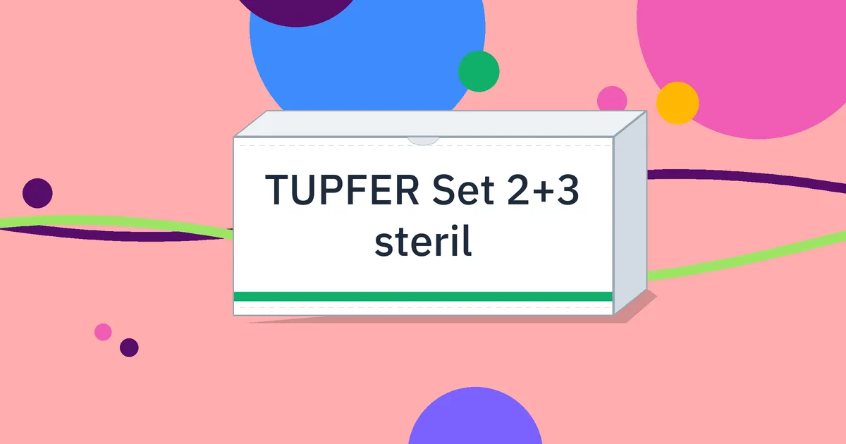 Symbolbild: Packung mit der Aufschrift TUPFER Set 2+3 steril (PZN 02417767) – Verfügbarkeit und Bezug in Apotheken in Frankfurt am Main