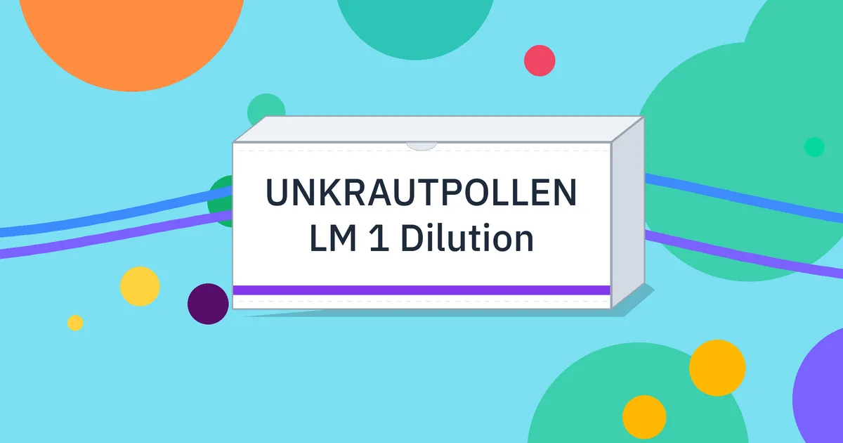 Symbolbild: Packung mit der Aufschrift UNKRAUTPOLLEN LM 1 Dilution (PZN 13255635) – Verfügbarkeit und Bezug in Apotheken in Frankfurt am Main