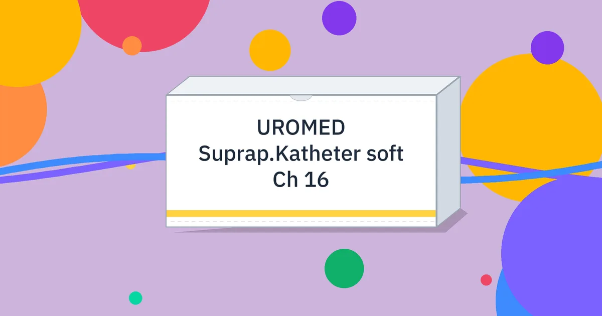 Symbolbild: Packung mit der Aufschrift UROMED Suprap.Katheter soft Ch 16 (PZN 03028335) – Verfügbarkeit und Bezug in Apotheken in Frankfurt am Main