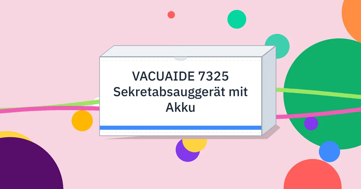 Symbolbild: Packung mit der Aufschrift VACUAIDE 7325 Sekretabsauggerät mit Akku (PZN 18273218) – Verfügbarkeit und Bezug in Apotheken in Frankfurt am Main