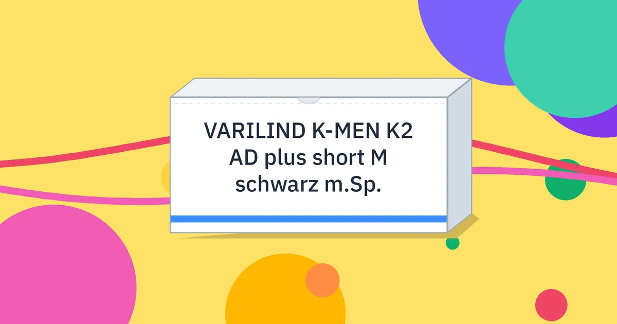 Symbolbild: Packung mit der Aufschrift VARILIND K-MEN K2 AD plus short M schwarz m.Sp. (PZN 20569601) – Verfügbarkeit und Bezug in Apotheken in Frankfurt am Main
