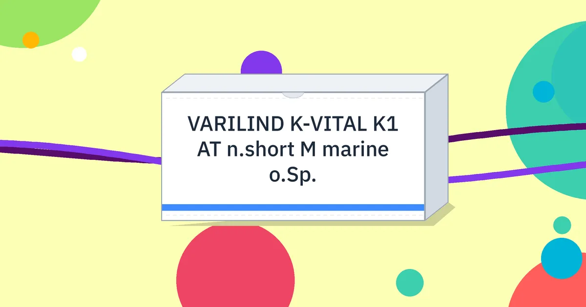 Symbolbild: Packung mit der Aufschrift VARILIND K-VITAL K1 AT n.short M marine o.Sp. (PZN 20560149) – Verfügbarkeit und Bezug in Apotheken in Frankfurt am Main