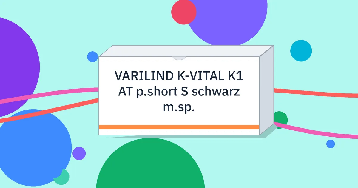 Symbolbild: Packung mit der Aufschrift VARILIND K-VITAL K1 AT p.short S schwarz m.sp. (PZN 20560422) – Verfügbarkeit und Bezug in Apotheken in Frankfurt am Main