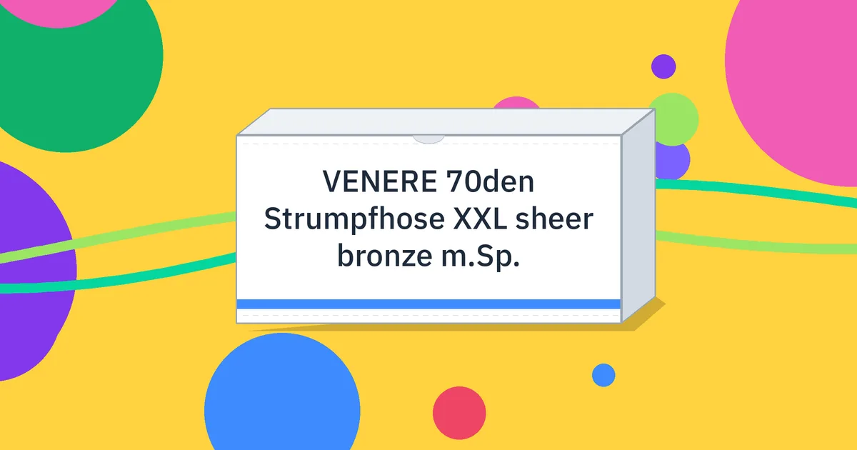 Symbolbild: Packung mit der Aufschrift VENERE 70den Strumpfhose XXL sheer bronze m.Sp. (PZN 16173168) – Verfügbarkeit und Bezug in Apotheken in Frankfurt am Main