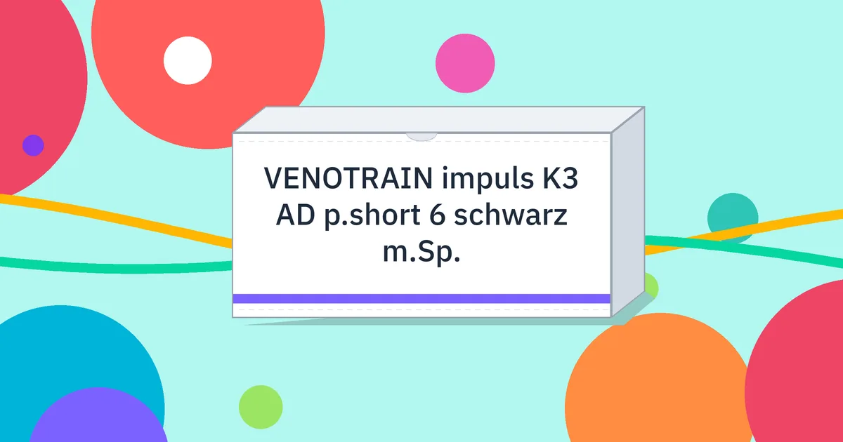 Symbolbild: Packung mit der Aufschrift VENOTRAIN impuls K3 AD p.short 6 schwarz m.Sp. (PZN 00631249) – Verfügbarkeit und Bezug in Apotheken in Frankfurt am Main