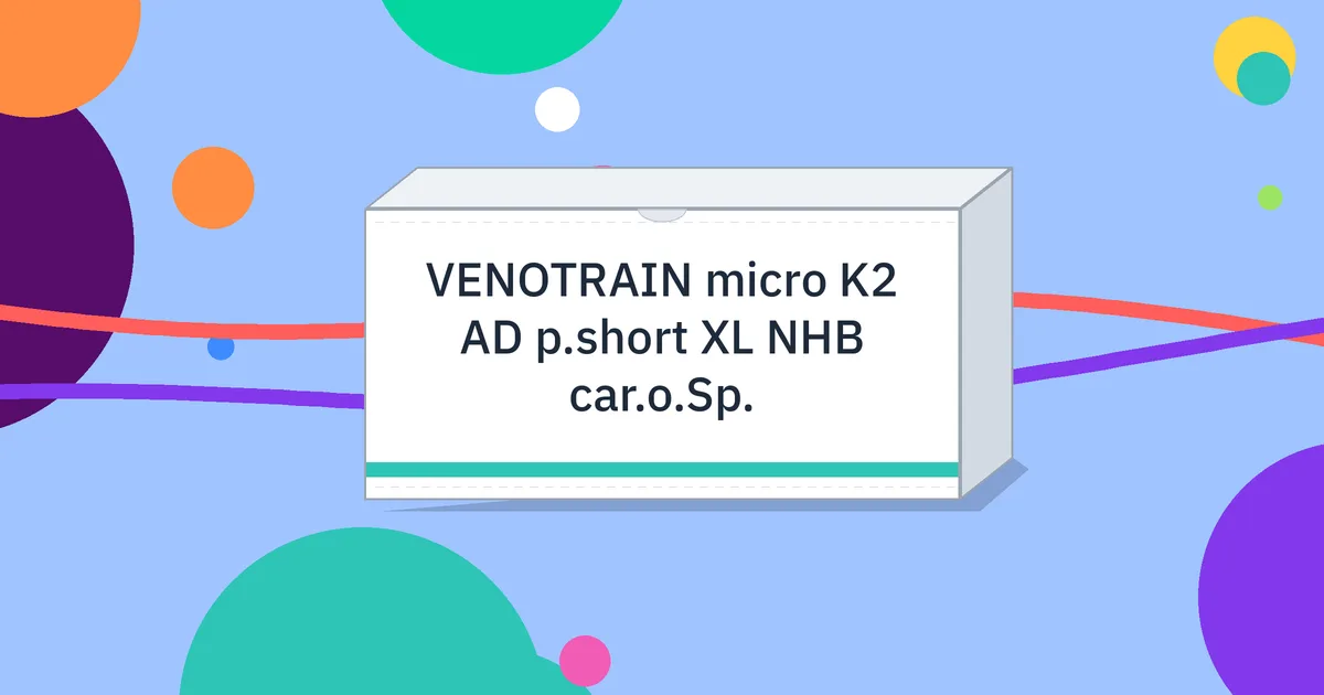 Symbolbild: Packung mit der Aufschrift VENOTRAIN micro K2 AD p.short XL NHB car.o.Sp. (PZN 09387733) – Verfügbarkeit und Bezug in Apotheken in Frankfurt am Main