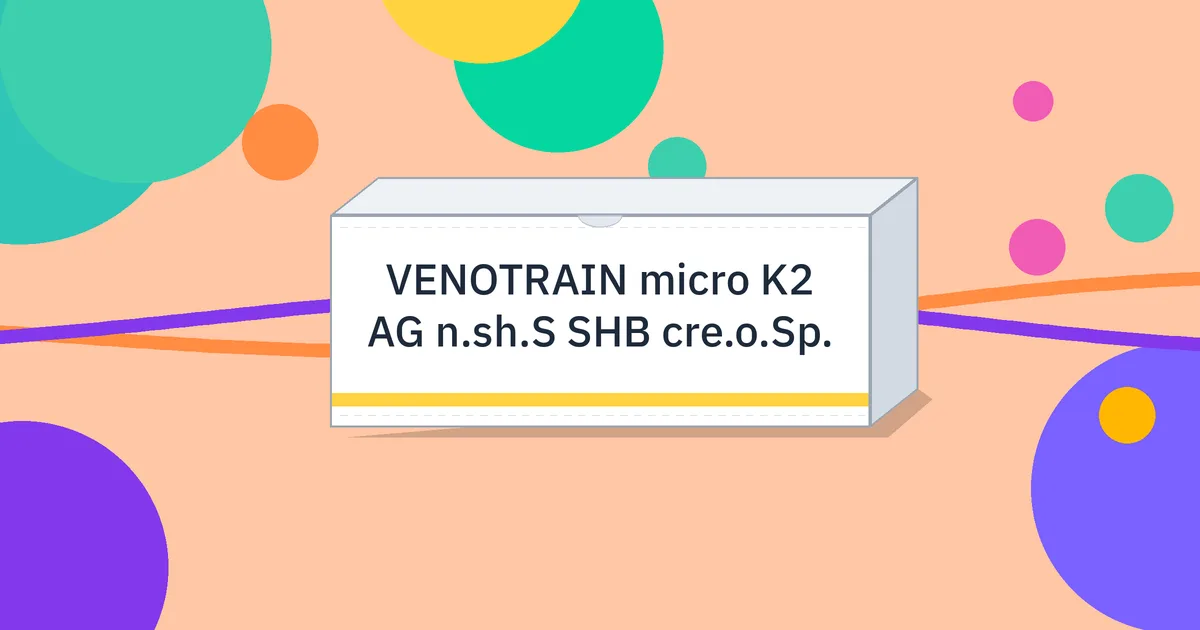 Symbolbild: Packung mit der Aufschrift VENOTRAIN micro K2 AG n.sh.S SHB cre.o.Sp. (PZN 05714833) – Verfügbarkeit und Bezug in Apotheken in Frankfurt am Main
