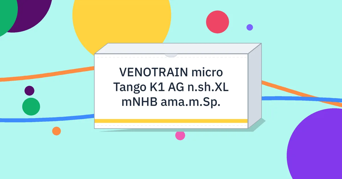 Symbolbild: Packung mit der Aufschrift VENOTRAIN micro Tango K1 AG n.sh.XL mNHB ama.m.Sp. (PZN 17759025) – Verfügbarkeit und Bezug in Apotheken in Frankfurt am Main