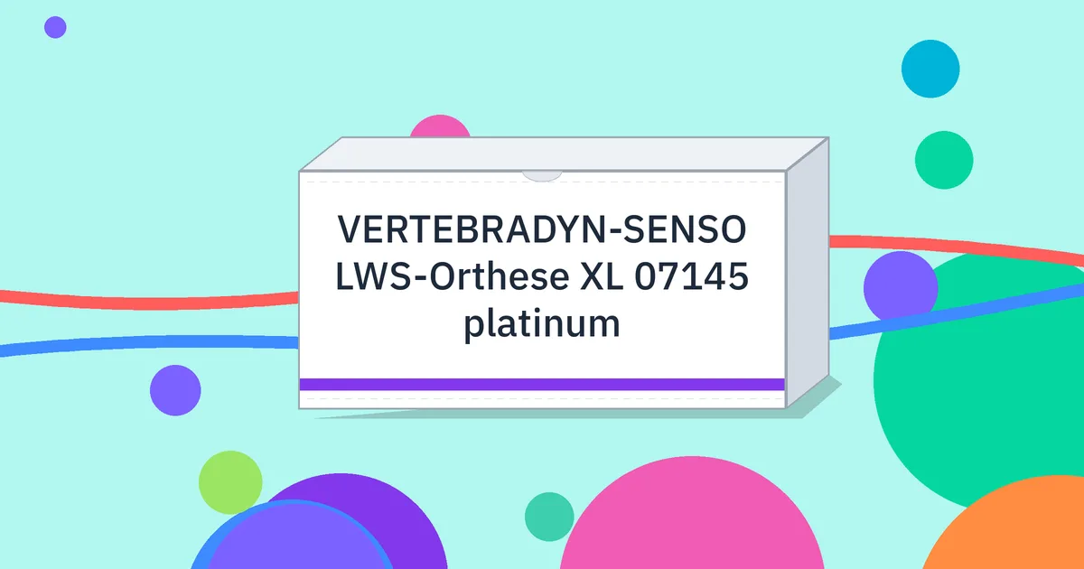 Symbolbild: Packung mit der Aufschrift VERTEBRADYN-SENSO LWS-Orthese XL 07145 platinum (PZN 05542852) – Verfügbarkeit und Bezug in Apotheken in Frankfurt am Main