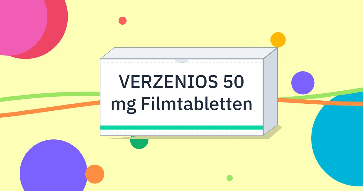 Symbolbild: Packung mit der Aufschrift VERZENIOS 50 mg Filmtabletten (PZN 14375790) – Verfügbarkeit und Bezug in Apotheken in Frankfurt am Main